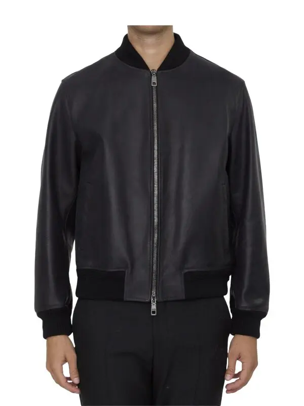 Dolce & Gabbana Zip-up Leather Bomber Jacket - Black
