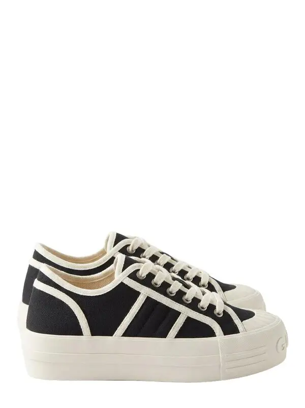 Gucci Monogrammed Low-top Sneakers With Padded Web Detail - Black