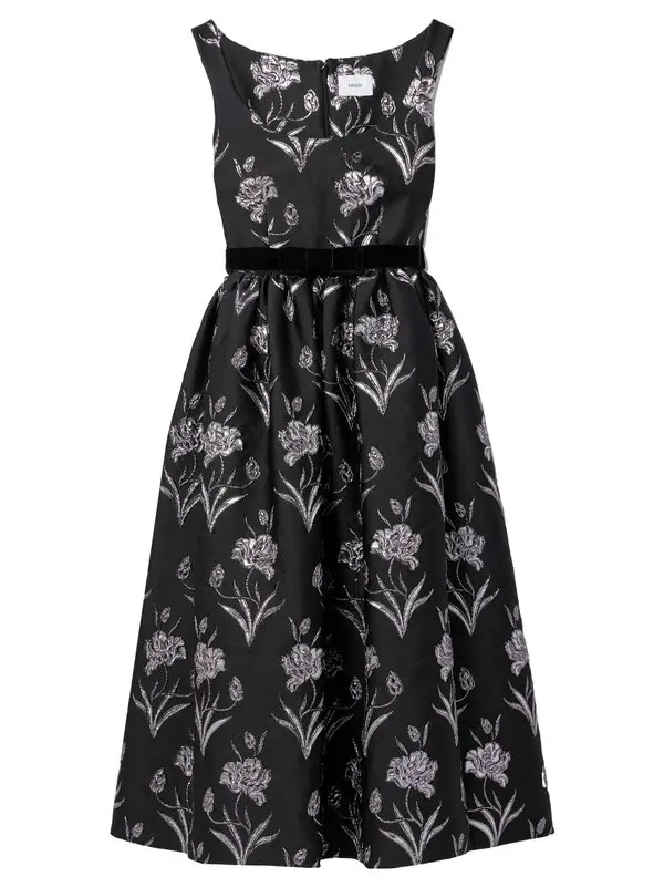 Erdem Sleeveless Floral Jacquard Midi Dress - Black