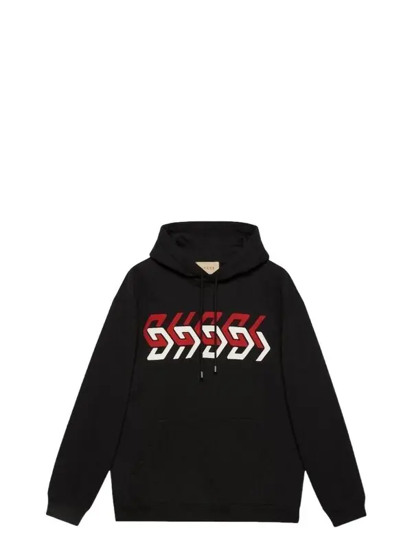 Gucci Logo Mirror Print Hoodie - Black