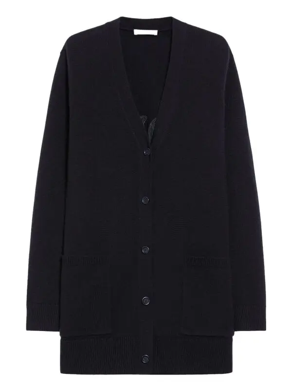 Max Mara Villar V-neck Long-sleeved Cardigan With Sequined Embroidery - Ultramarine Blue
