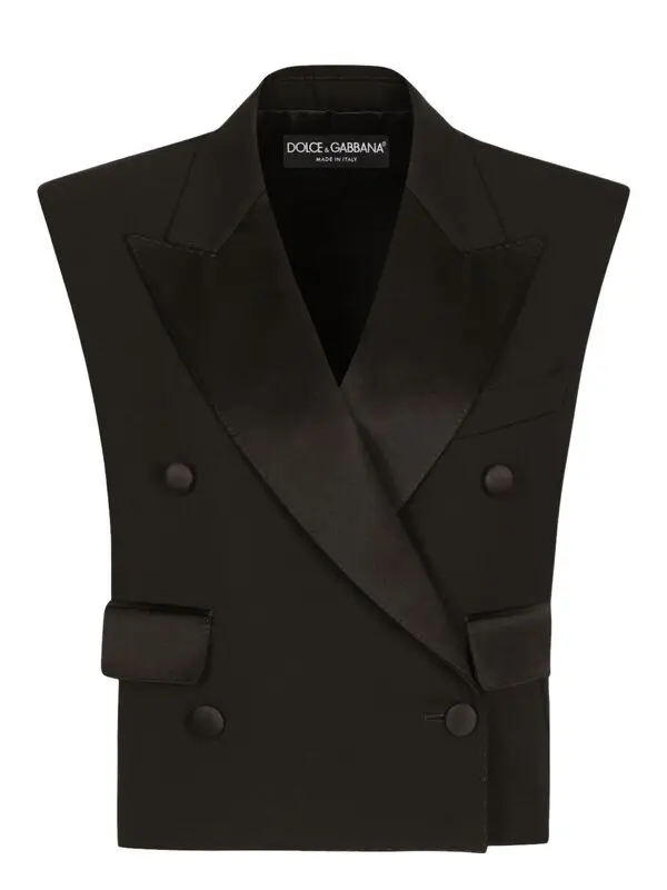 Dolce & Gabbana Double-breasted Gabardine Tuxedo Vest - Black