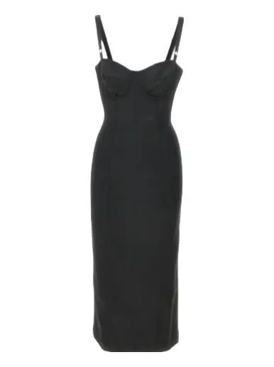 Dolce & Gabbana Sweetheart Neck Spaghetti Strap Midi Dress - Black