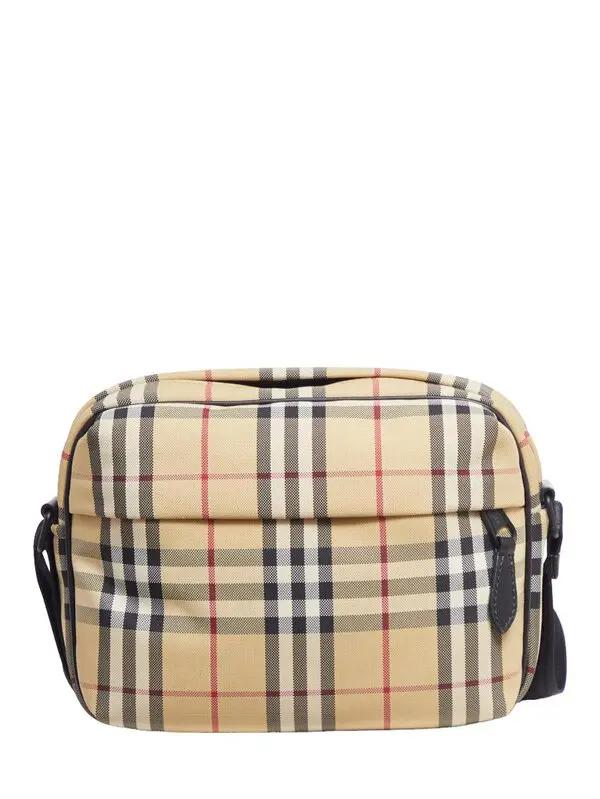 Burberry Checked Zip-up Messenger Bag - Nude
