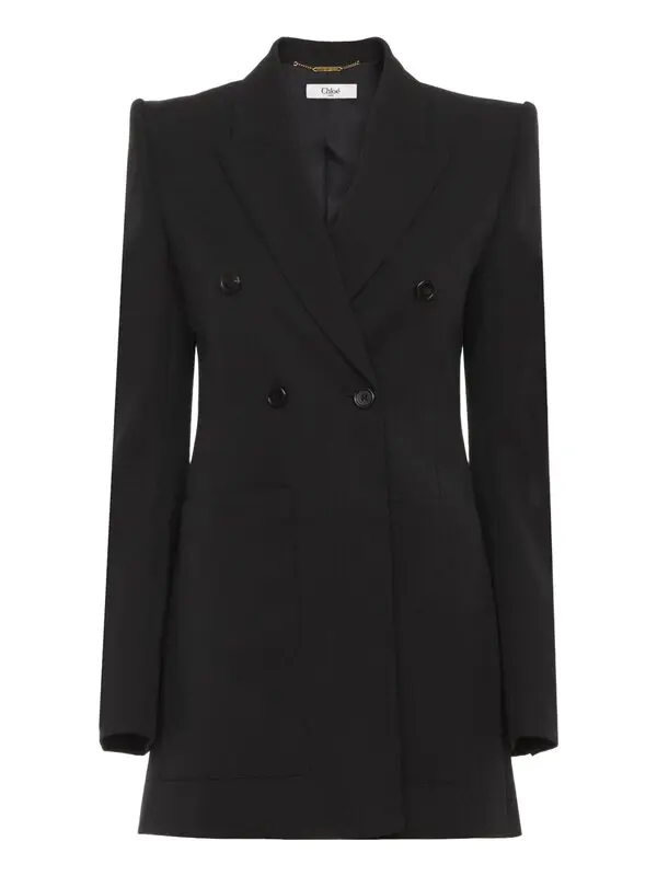 Chloé Double-breasted Tailored Wool Dress - Black