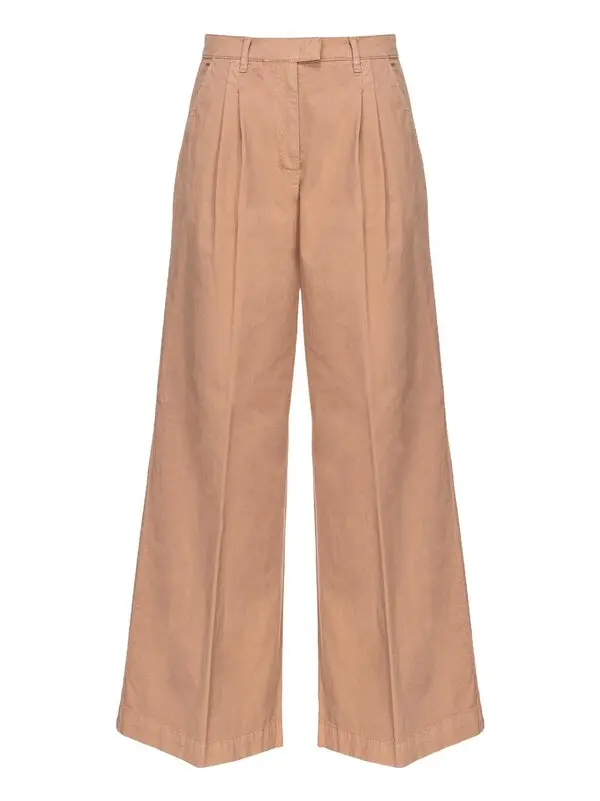 Pinko Wide-leg Cotton Trousers - Nude
