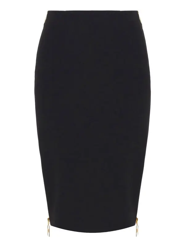 Elisabetta Franchi Zip Detailed Midi Crepe Skirt - Black
