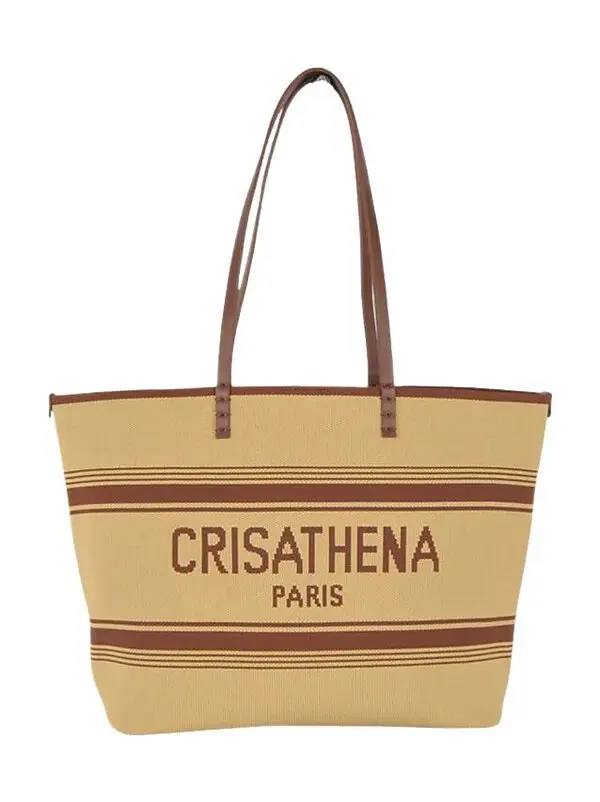 CRISATHENA Large Double Handle Shoulder Bag - Camel