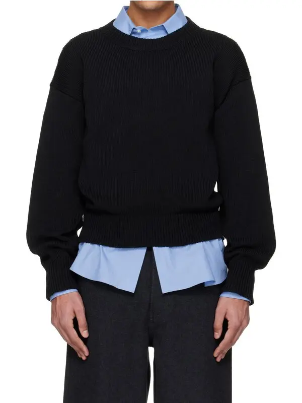 JIL SANDER Crewneck Knitted Jumper - Black