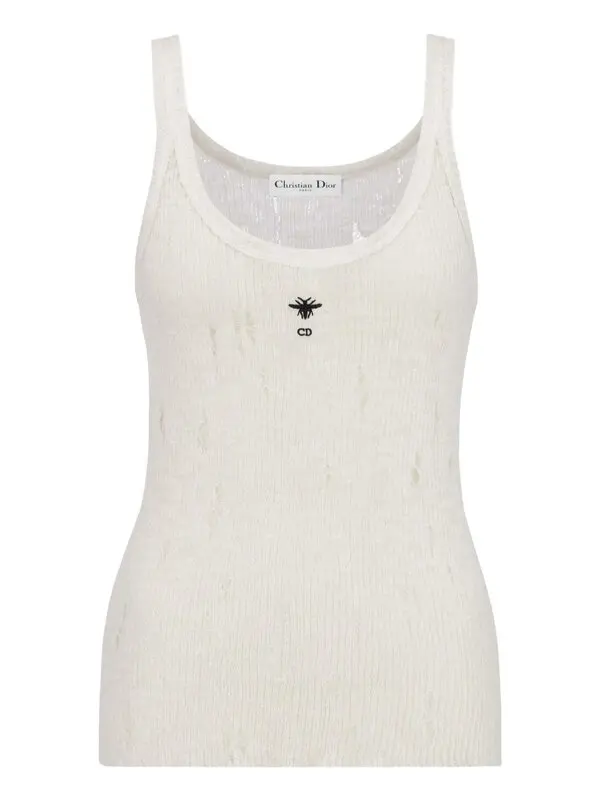 Dior Embroidered Bee Logo Tank Top - White