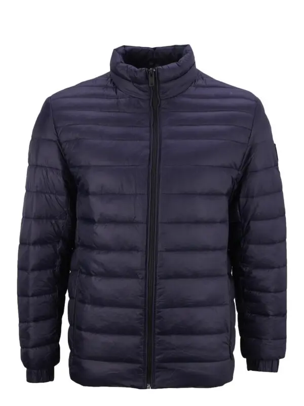 Hugo Boss Quilted Jacket With Stand Collar - Blue