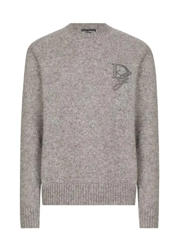 Dolce & Gabbana Dg Embroidered Crewneck Jumper - Grey