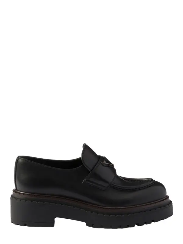 Prada Triangle-logo Slip-on Loafers - Black