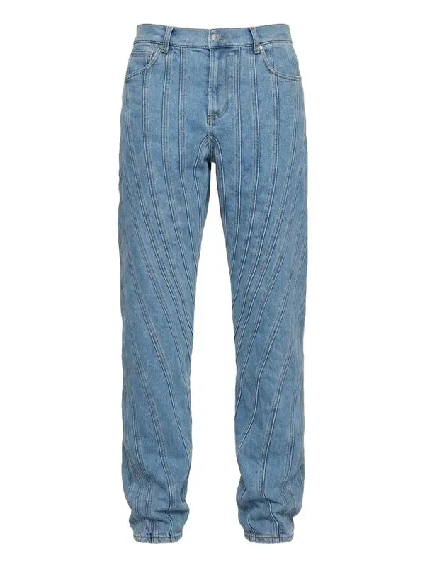 MUGLER Panelled Denim Jeans - Blue
