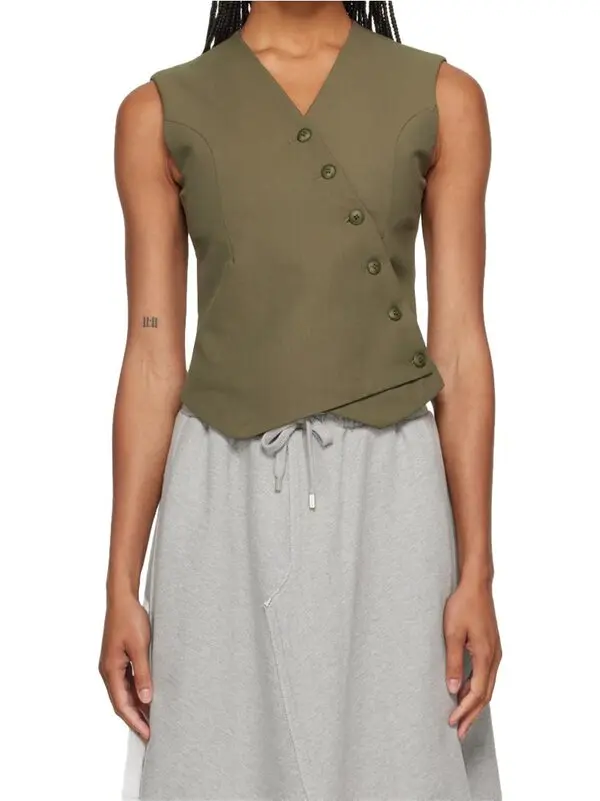 THE FRANKIE SHOP Sleeveless Button-fastening Top - Olive