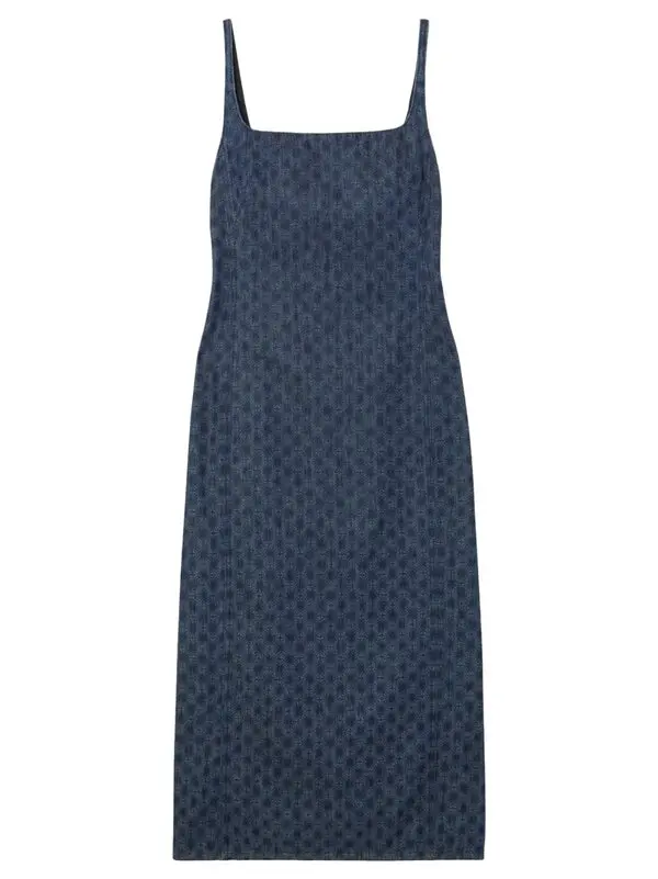 Dries Van Noten Printed Denim Midi Dress - Dark Denim