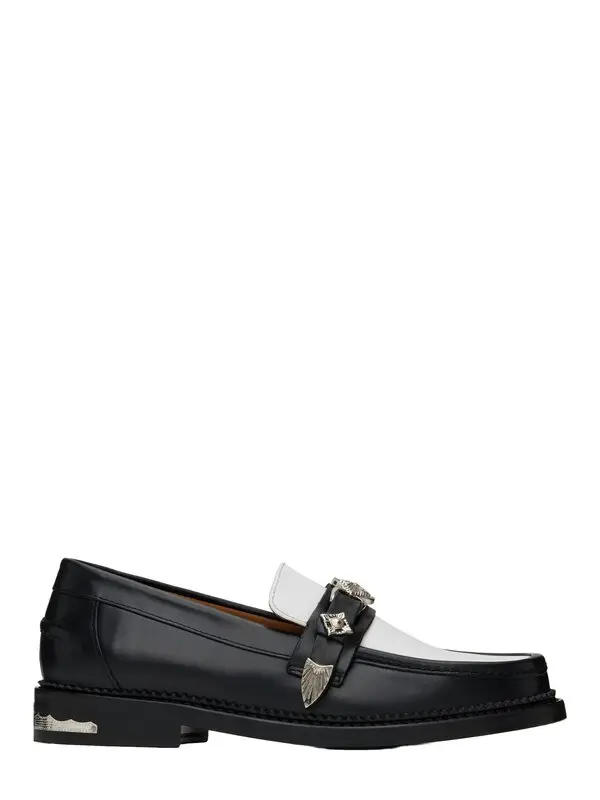 TOGA VIRILIS Round Toe Loafers With Strap Detailing - Black