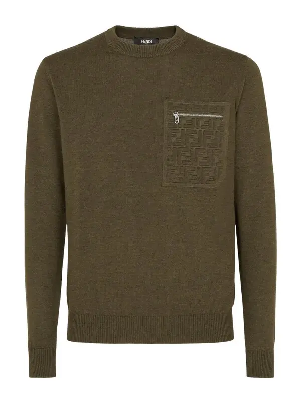 Fendi Long Sleeved Crewneck Jumper - Green