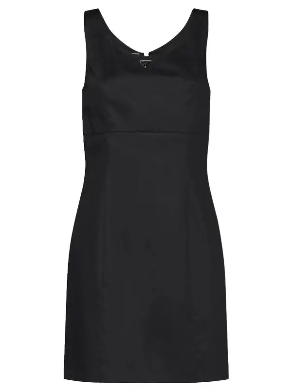 Prada Logo Plaque Sleeveless Mini Dress - Black