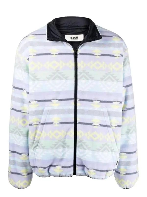 MSGM Abstract Pattern Fleece Jacket - Multicolor