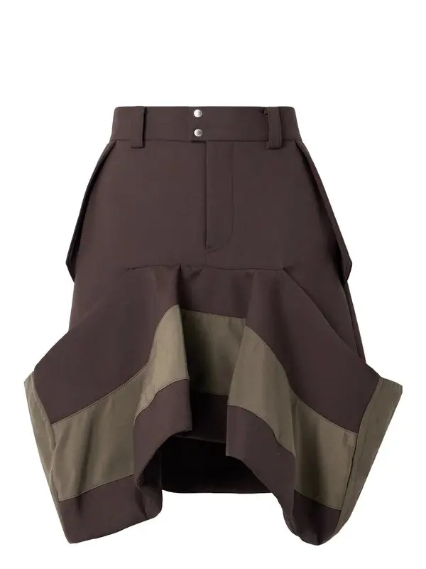 Sacai Paneled Scuba And Grosgrain Skirt - Black