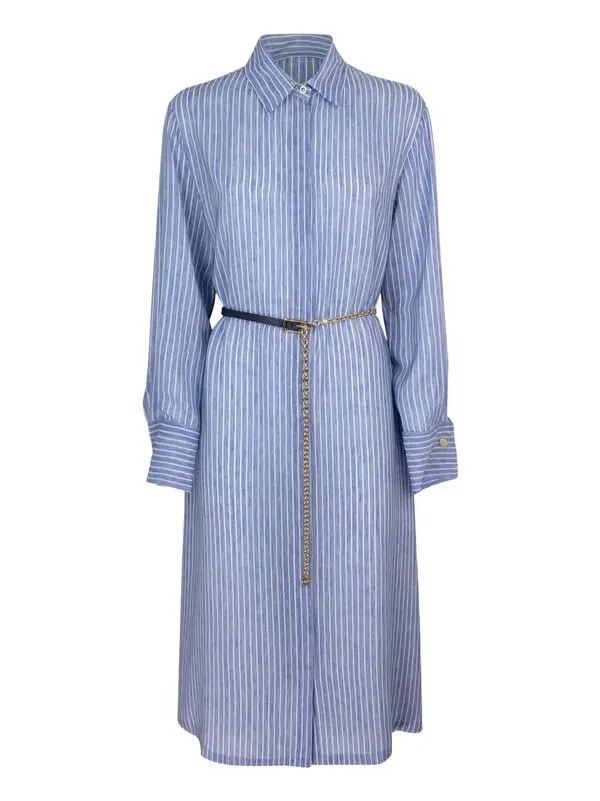 Max Mara Striped Shirt Dress With Belt - Blue