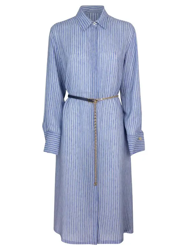 Max Mara Striped Shirt Dress With Belt - No