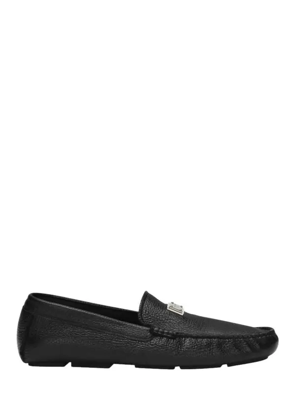 Dolce & Gabbana Logo Plaque Almond Toe Loafers - Black