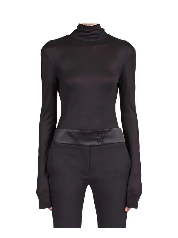 FERRAGAMO High-neck Blouse With V-shaped Back - Black