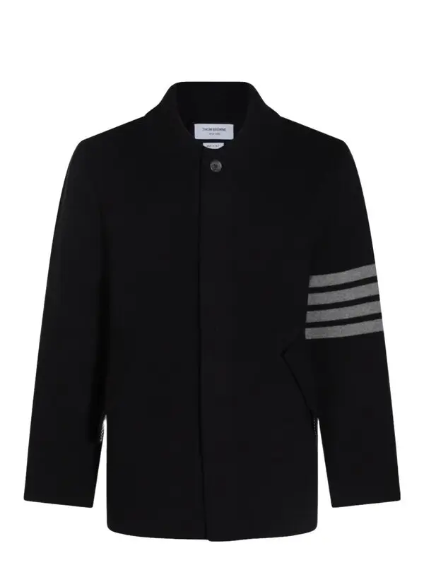 Thom Browne Long Sleeve Cardigan Coat With Four Bar Detail - Navy Blue