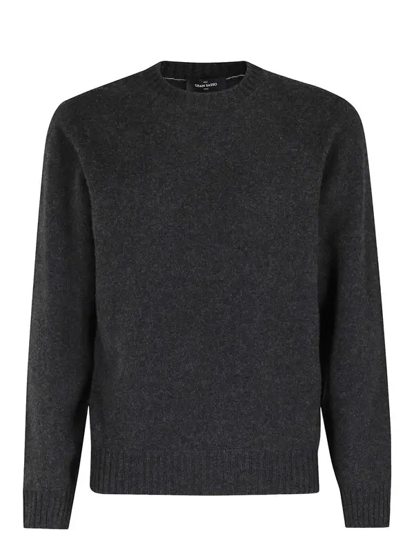 GRAN SASSO Ribbed Crew Neck Sweater - Black