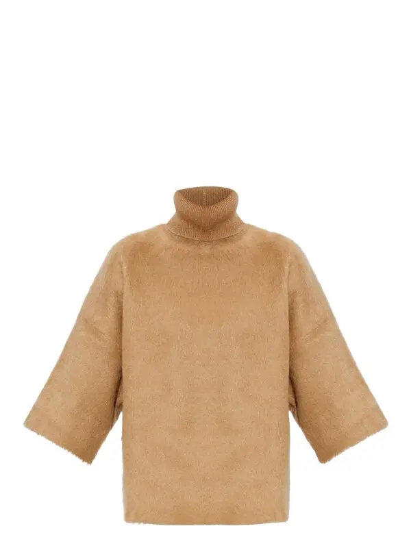 Fabiana Filippi Wool Roll Neck Half Sleeve Jumper - Beige