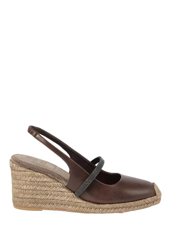 Brunello Cucinelli Espadrille Wedge Slingbacks - Cocoa