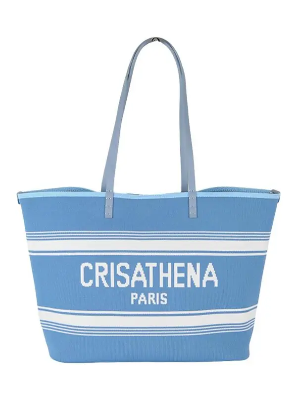 CRISATHENA Large Tote Bag With Double Handles And Detachable Shoulder Strap - Blue