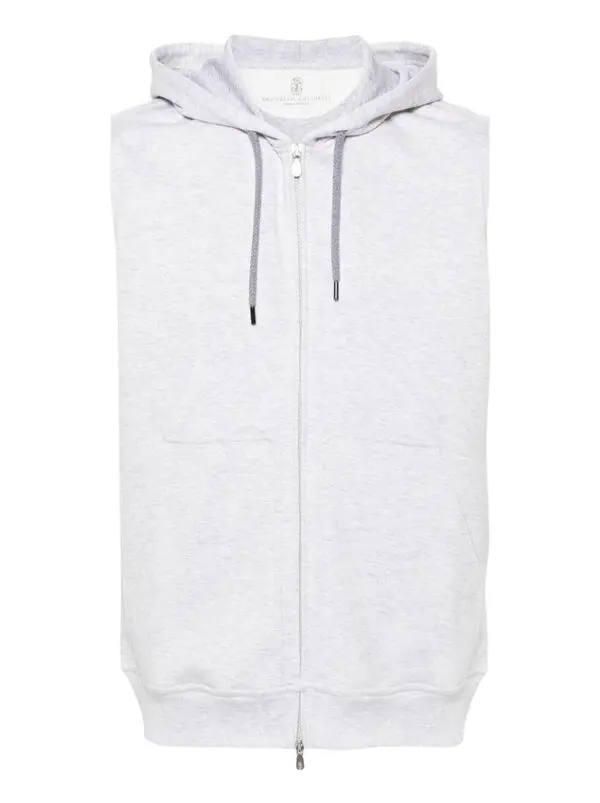Brunello Cucinelli Sleeveless Zip-up Hoodie - White