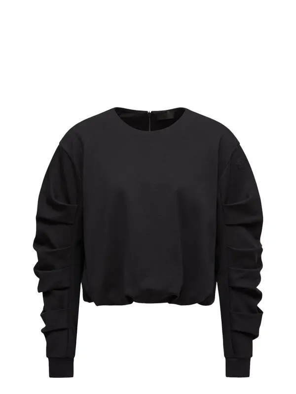 Moncler Gathered Sleeve Crewneck Sweatshirt - Black