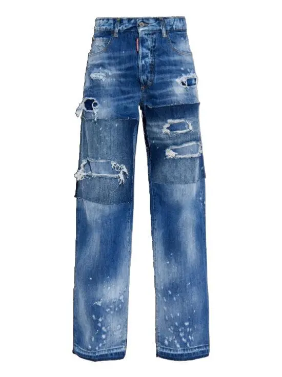 Dsquared2 Distressed Straight-leg Jeans - Blue