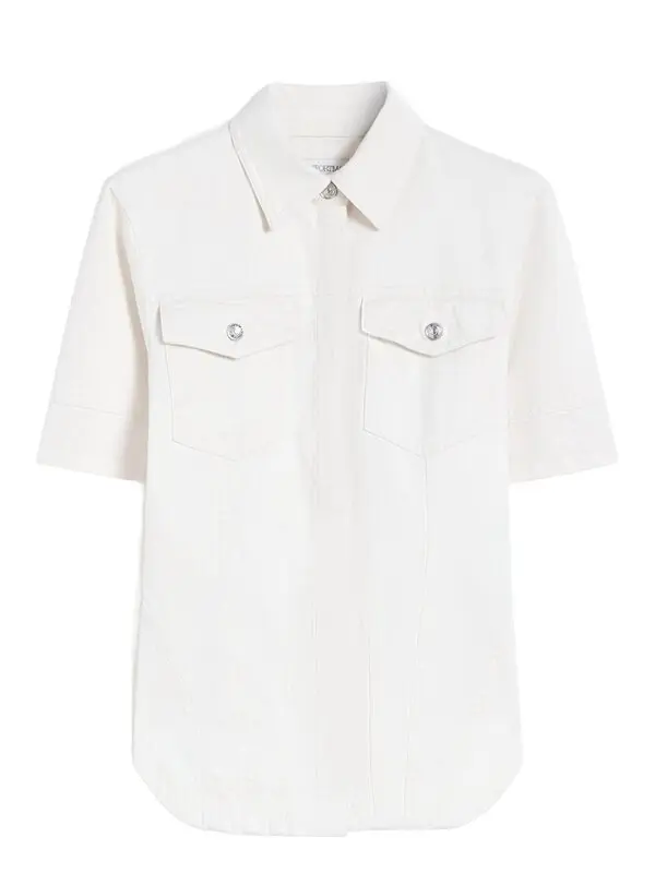 Sportmax Button-up Short-sleeve Shirt With Chest Pockets - White