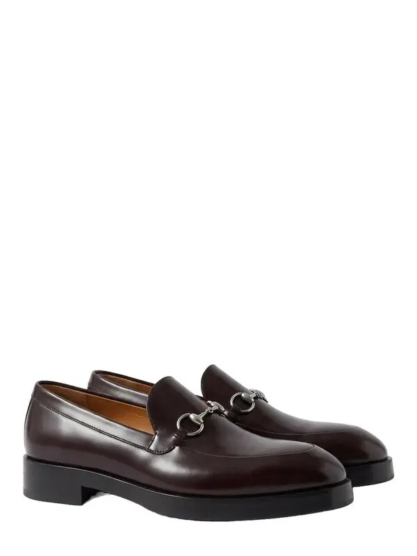 Gucci Horsebit Pointed-toe Loafers - Dark Brown
