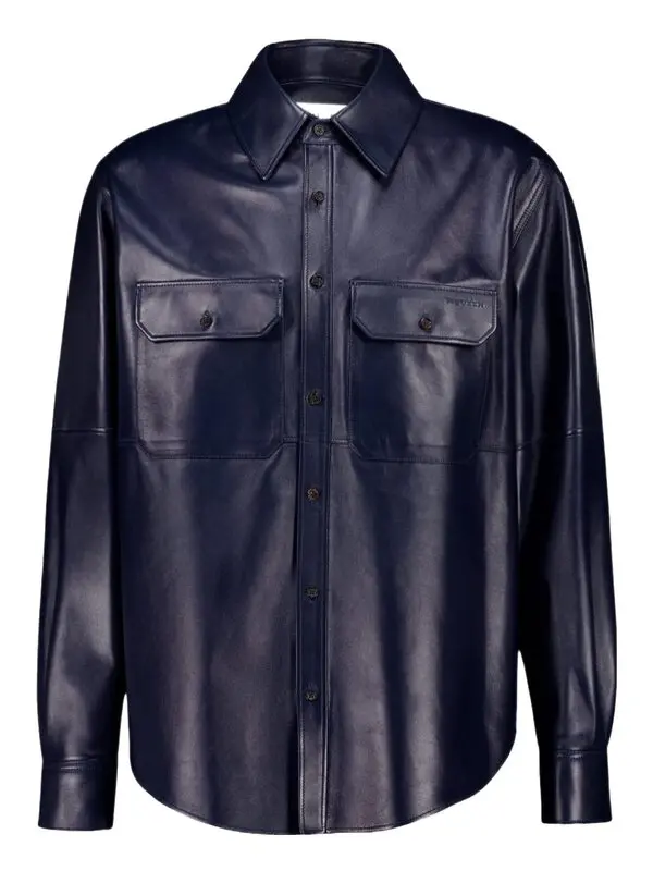 Alexander McQueen Long Sleeve Logo Embossed Leather Shirt - No