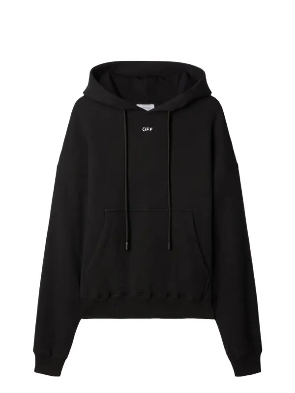 Off-White Logo Printed Drawstring Hoodie - Black