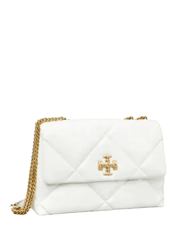 Tory Burch Kira Logo Plaque Quilted Shoulder Bag - White