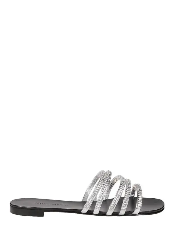 GIUSEPPE ZANOTTI Crystal Embellished Flat Sandals - Gray