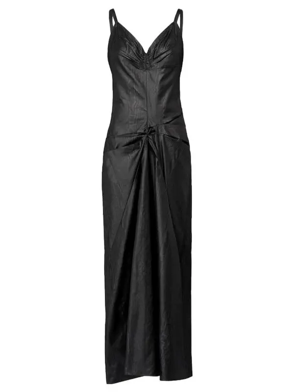 MAISON MARGIELA Ruched Sweetheart Neck Midi Dress - Black
