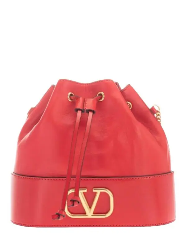 Valentino Garavani Vlogo Signature Drawstring Mini Bucket Bag - Red