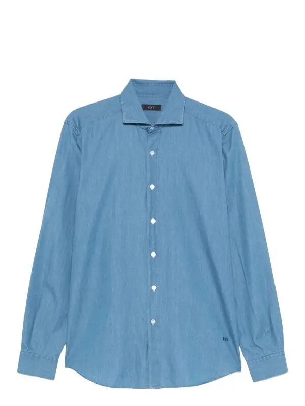 FAY Chambray Button-up Shirt - Blue