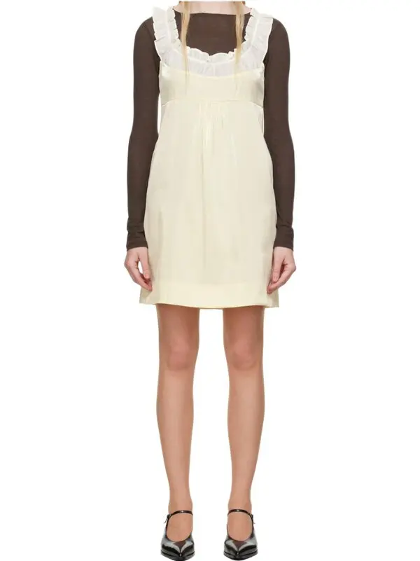 SHUSHU/TONG Ruffled Square Neck Sling Dress - White