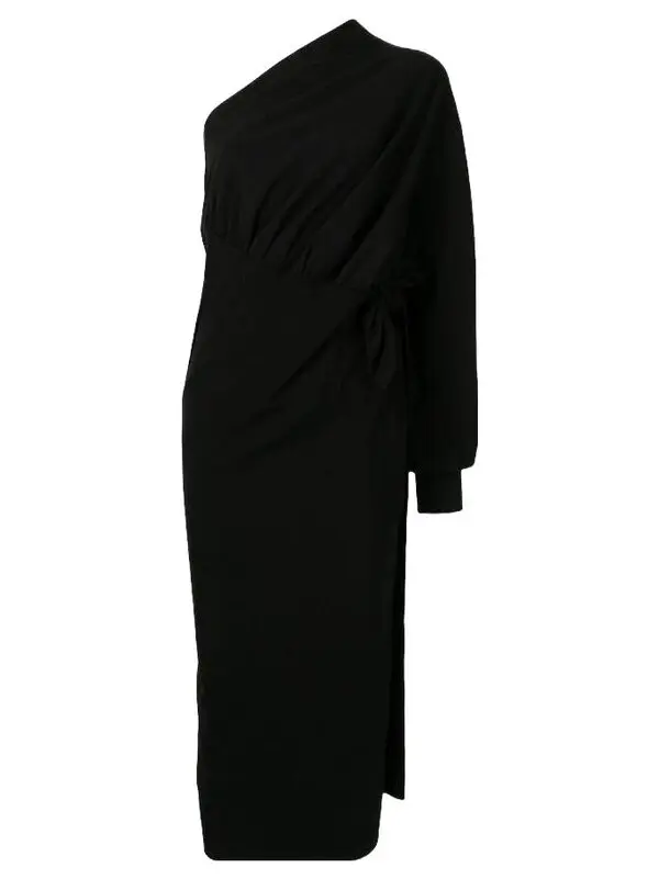 Balenciaga One-shoulder Long Sleeve Body Wrap Dress - Black