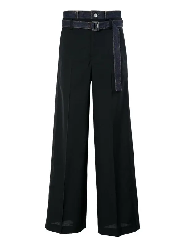 Sacai Belted Wide-leg Trousers - Black  Indigo