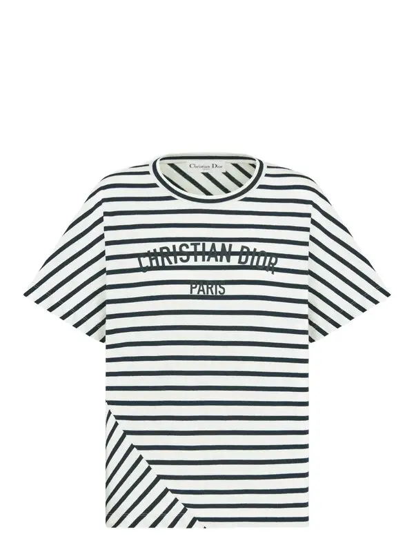 Dior Striped T-shirt With Graphic Detail - White